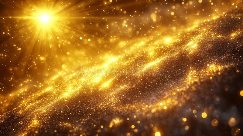 Golden Sparkling Light Particles in a Starburst Generative AI Stock ...