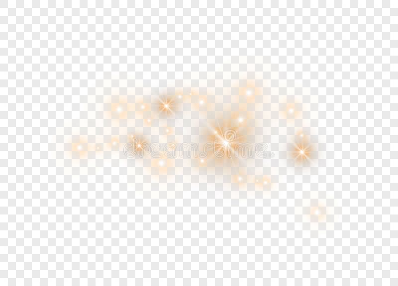 Golden Sparkling Light Particles on Transparent Background. Stock ...