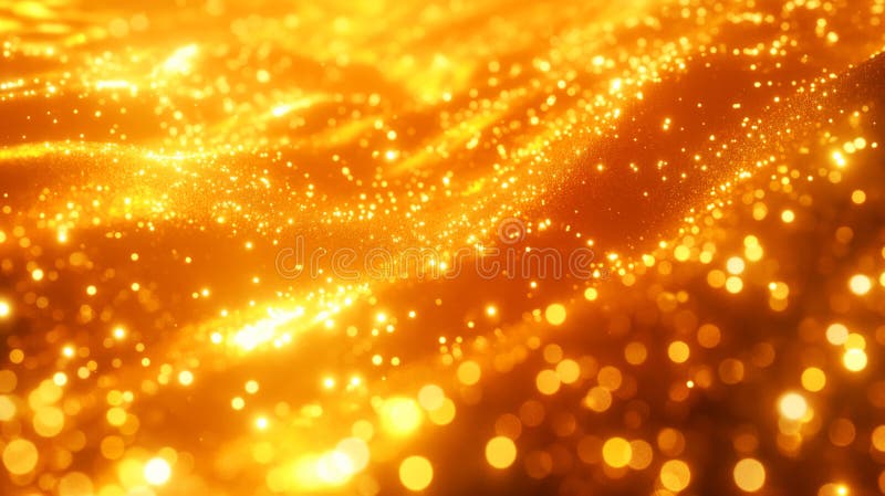 Golden Sparkling Particles Floating in a Warm Glowing Light Abstract ...