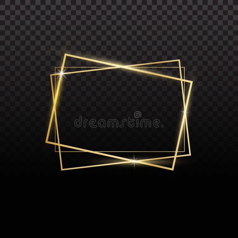 Golden Sparkling Rectangle with Golden Glitter Isolated on Black ...