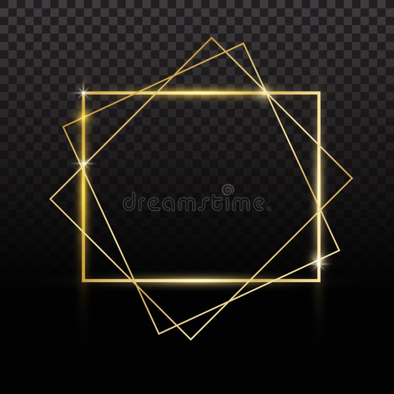 Golden Sparkling Rectangle with Golden Glitter Isolated on Black ...