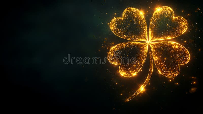 Golden Sparkly Four Leaf Clover Design Stock Illustration ...