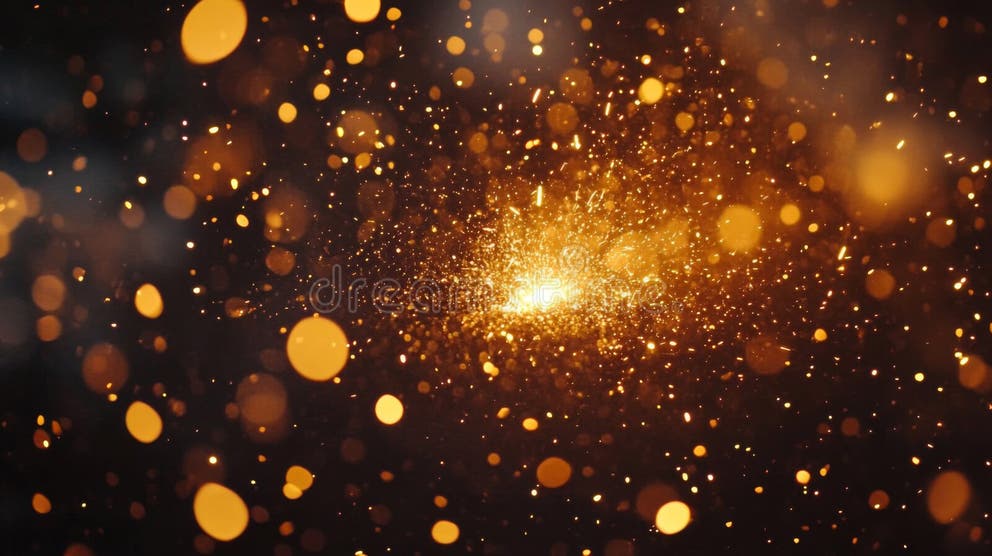 Golden Sparks Exploding in Dark Night Sky Stock Illustration ...