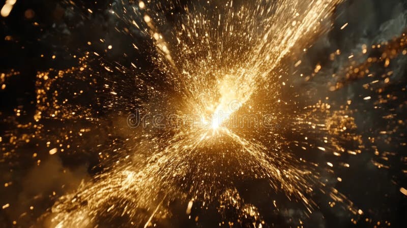 Golden Sparks Exploding in Dark Night Sky Stock Illustration ...