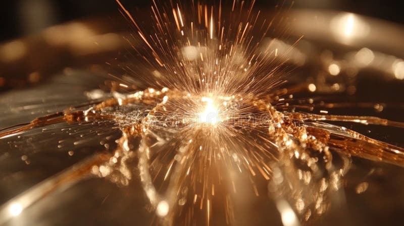 Golden Sparks Exploding from Laser Cutting Process Stock Illustration ...