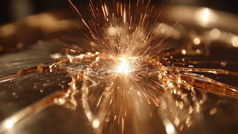 Golden Sparks Exploding from Laser Cutting Process Stock Illustration ...