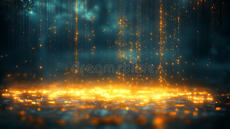 Golden Sparks Falling, Dark Background, Abstract, Digital Art, Visual ...