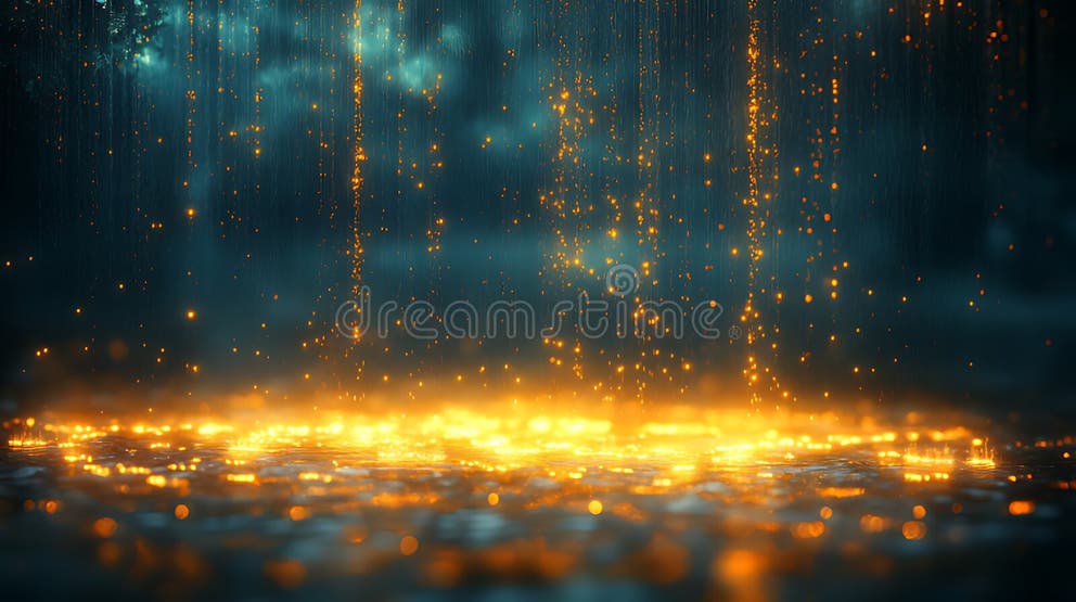 Golden Sparks Falling, Dark Background, Abstract, Digital Art, Visual ...