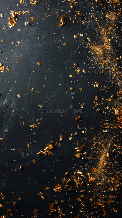 Golden Sparks and Firecrackers Exploding on a Black Background. Concept ...