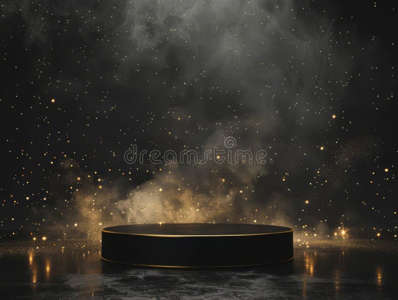 Golden Sparks and Mist Envelop an Empty Stage in Mystery Stock ...