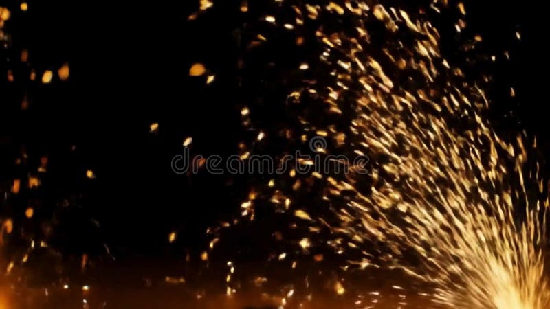 Golden Sparks Rising and Falling in Slow Motion, Firework Effect ...