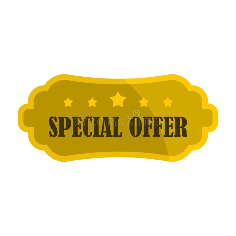 Golden Special Offer Label Icon, Flat Style Stock Vector - Illustration ...