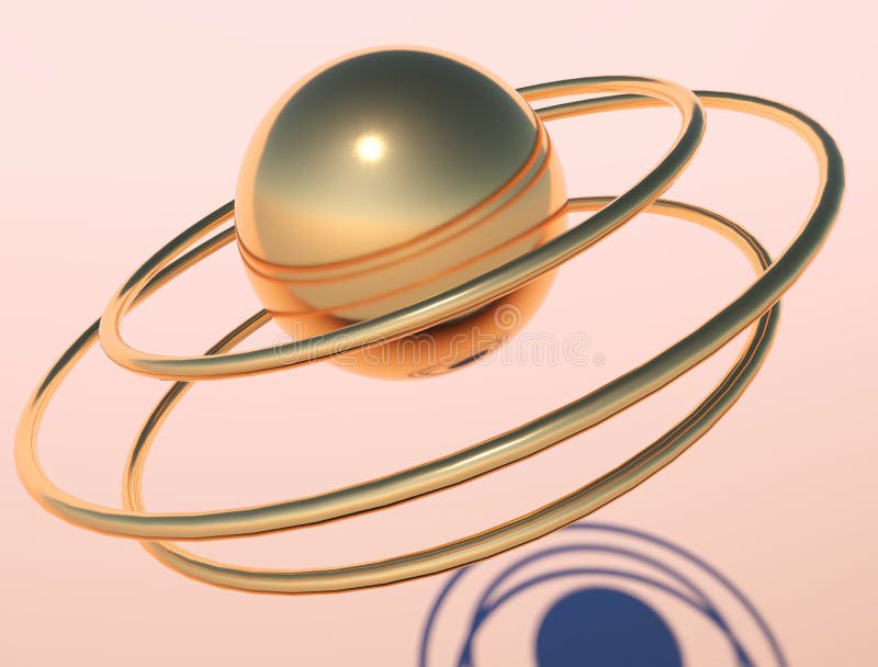 Golden Sphere Composition with Abstract Golden Circles with a Light ...