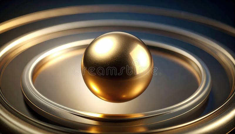 Golden Sphere Floating Above Concentric Rings of Light Creates Stock ...