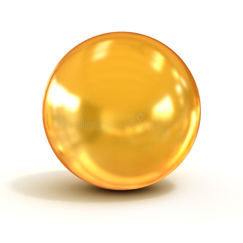 Golden Sphere on White Background Stock Illustration - Illustration of ...