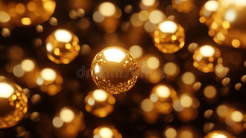 Golden Spheres Abstract Design Stock Illustration - Illustration of ...
