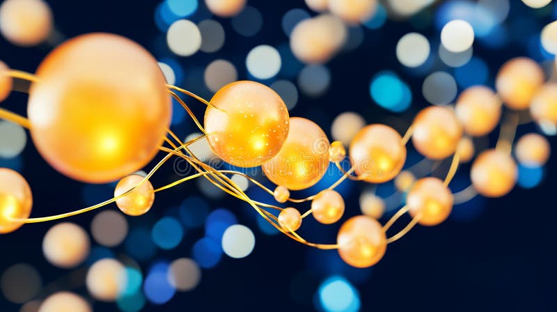 Golden Spheres Connected by Wires Abstract Background Image for ...