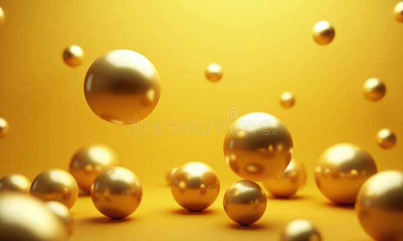 Golden Spheres Floating Metallic Orbs Various Sizes Reflective Stock ...