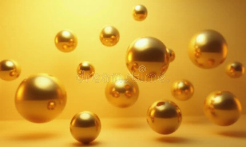 Golden Spheres Floating Metallic Orbs Various Sizes Reflective Stock ...