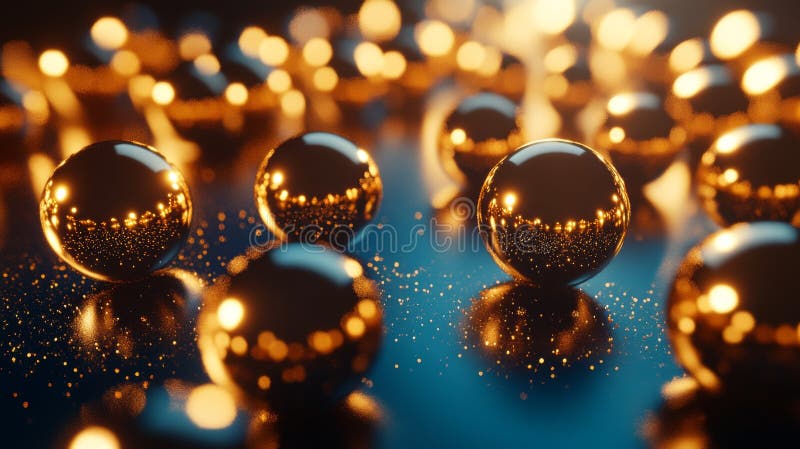 Golden Spheres Glowing Light Particles Stock Photos - Free & Royalty ...