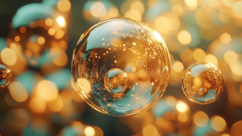 Golden Spheres Illuminate Abstract Background Stock Illustration ...