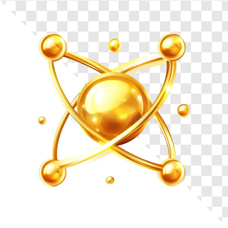 Golden Spheres Orbiting a Central Gold Atom Elegant and Luxurious ...