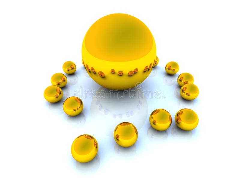 Golden Spheres - top view stock illustration. Illustration of ...