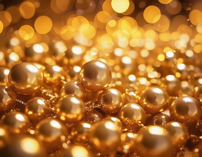Golden Spheres of Varying Sizes Float Against a Shimmering Backdrop ...