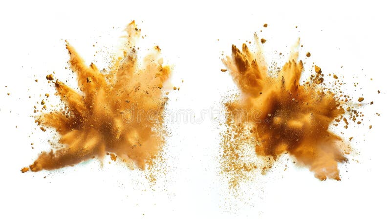 Golden Spice Explosion on White Background Stock Illustration ...
