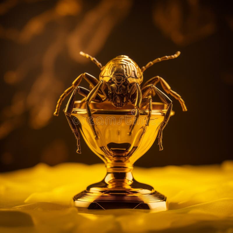 A Golden Spider Sitting on Top of a Golden Cup Stock Illustration ...