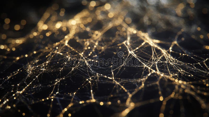 Golden Spiderweb with Bokeh Lights Stock Illustration - Illustration of ...