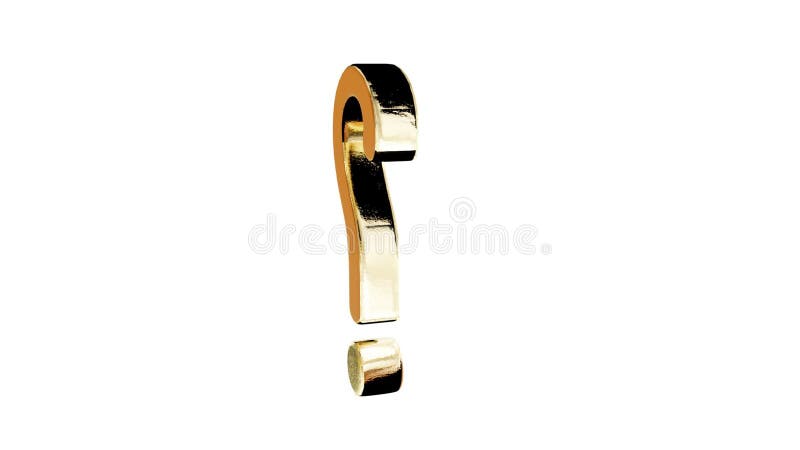 Golden Question Mark Sign Rotating Loop on Black Transparent Background ...