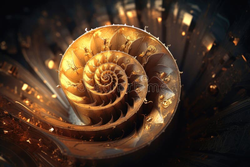 Golden Spiral Digital Artwork Created with Generative AI Technology ...