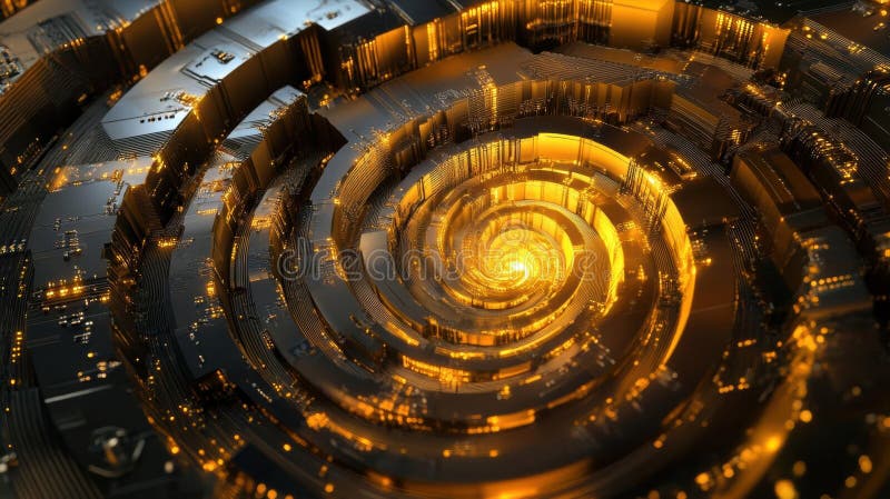 Golden Spiral of Digital Innovation Stock Image - Image of design ...
