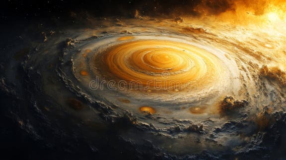 Golden Spiral Galaxy in Deep Space Stock Illustration - Illustration of ...