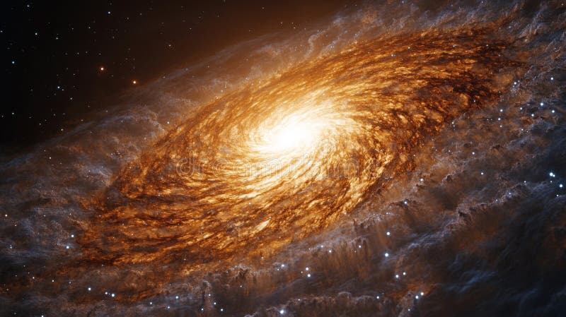 Golden Spiral Galaxy in Deep Space Stock Illustration - Illustration of ...