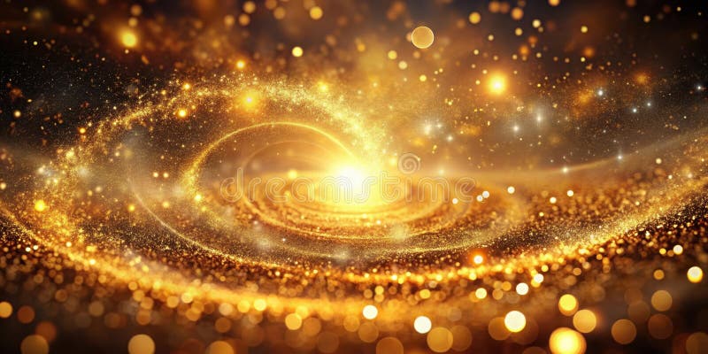 Golden Spiral Galaxy of Sparkling Dust and Light. Generative AI Stock ...