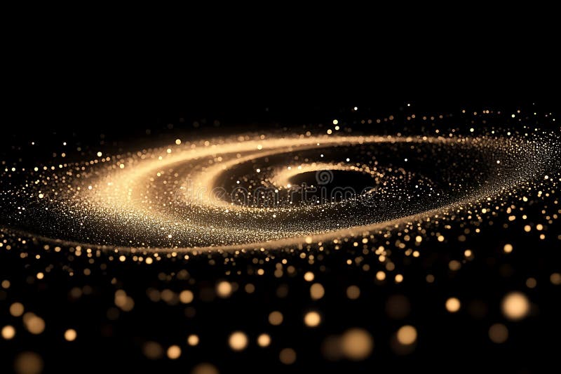 Golden Spiral Galaxy Swirl in Dark Space Stock Illustration ...