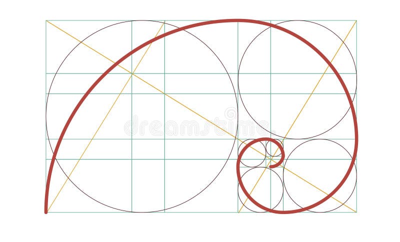Golden Spiral Isolated Template. Circles in Golden Proportion. Geometry ...
