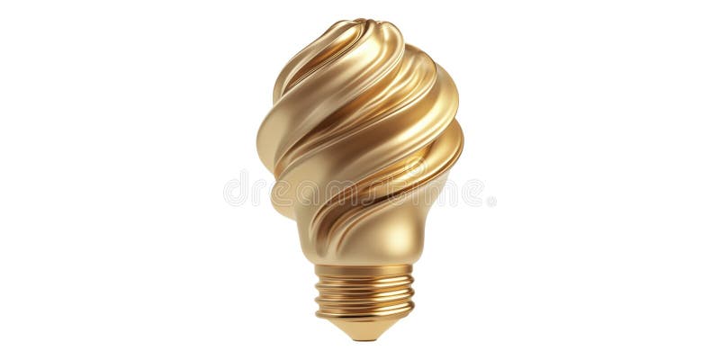 Golden Spiral Light Bulb Icon Isolated on Transparent Background Stock ...
