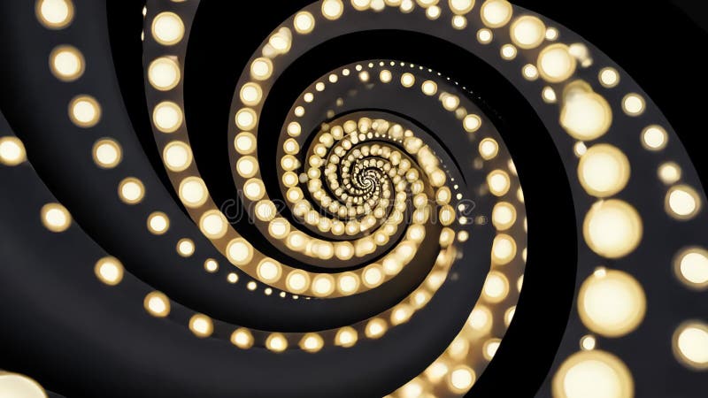 Golden Spiral Lights Rotating and Creating Hypnotic Effect Stock Video ...