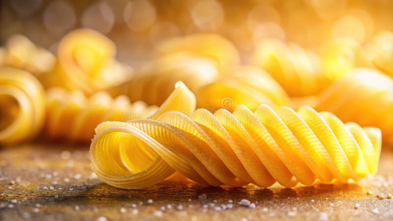 Golden Spiral Pasta Close-up with a Subtle Salt Sprinkle. Generative AI ...