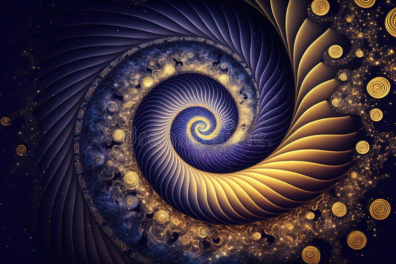 Space Background with Golden Spiral. Generative AI Stock Illustration ...
