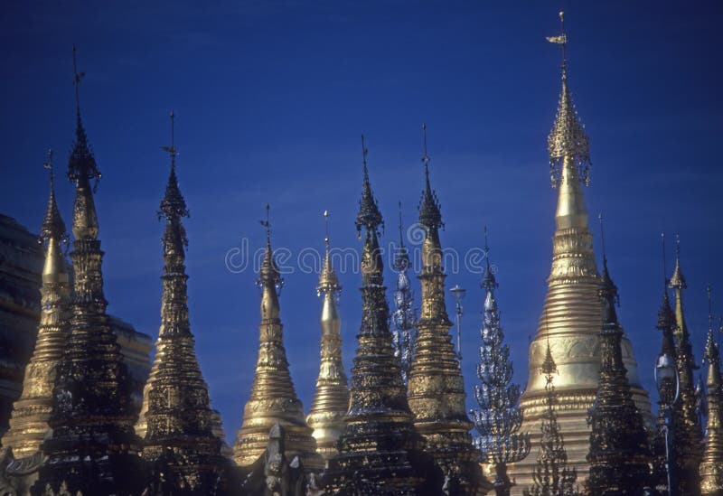 Golden Spires of Buddhist Stupas in Temple Stock Photo - Image of gold ...