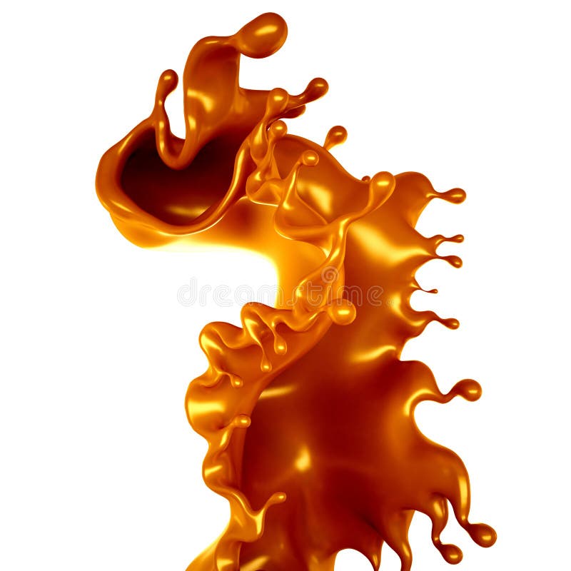 Golden Splash of Caramel on a White Background. 3d Illustration, 3d ...