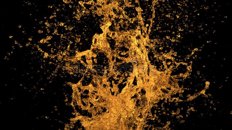 Golden Splash Isolated on Black Background Stock Photo - Image of light ...