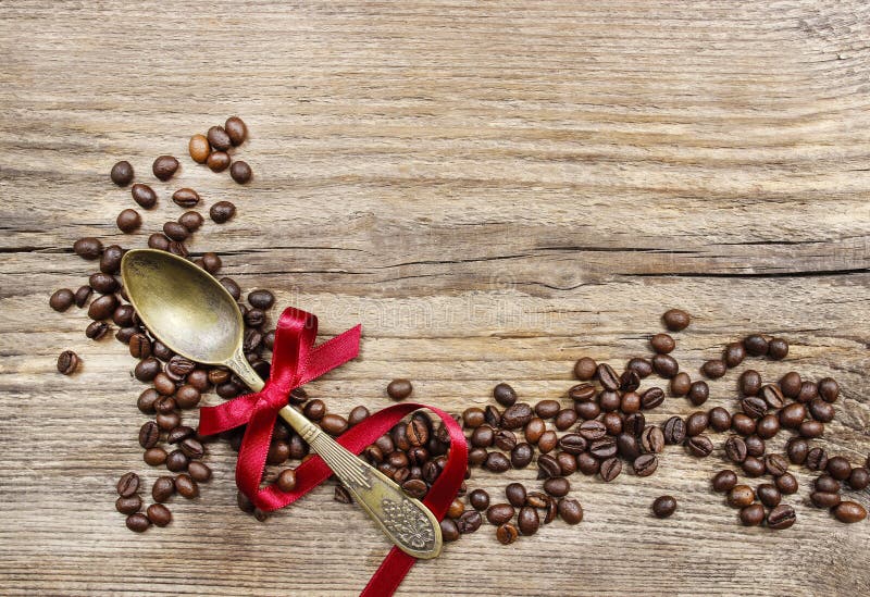 Golden Spoon Decorated with Red Bow Stock Image - Image of blank, menu ...