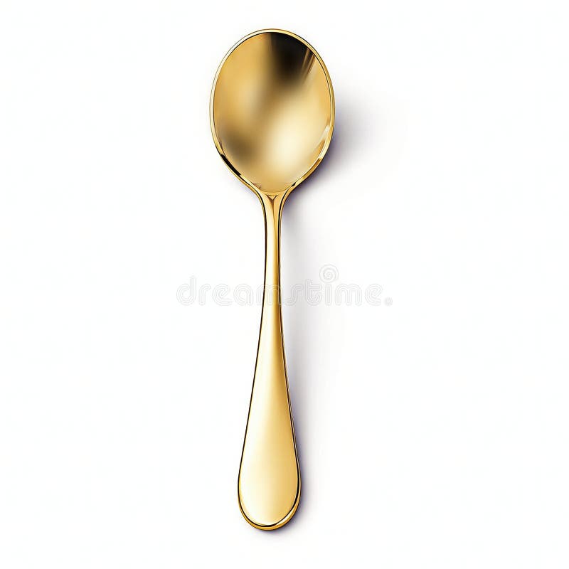 Golden Spoon Isolated on White Background, Created with Generative AI ...
