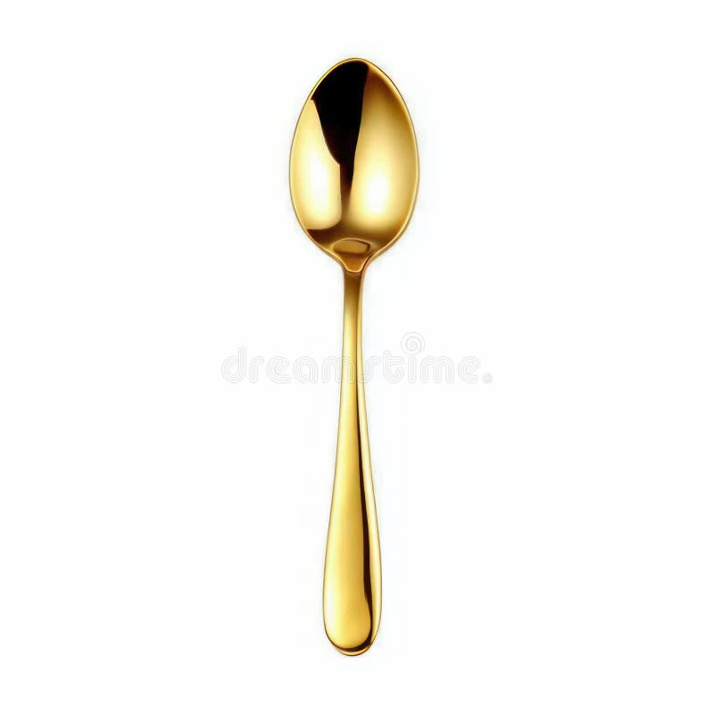 Golden Spoon Isolated on White Background Stock Illustration ...