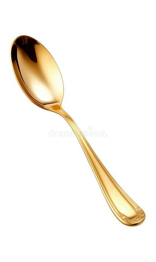 Golden Spoon Isolated on White Background Stock Illustration ...